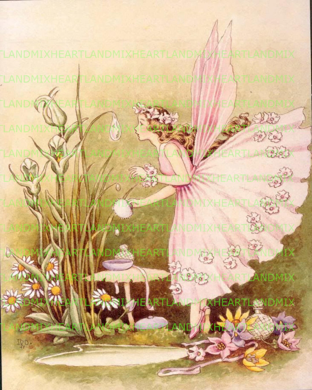 Vintage Pink Fairy Hosting Tea Party Wall Art Image Print - Etsy
