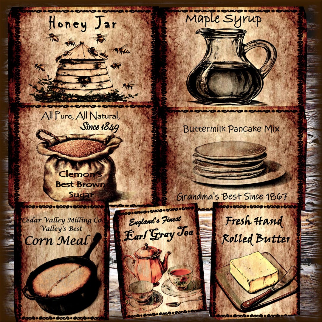 Vintage Breakfast Pantry Labels: Printable Ephemera (digital Download ...