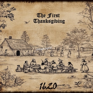 Vintage Primitive Colonial Pilgrims and Indians in the First ...