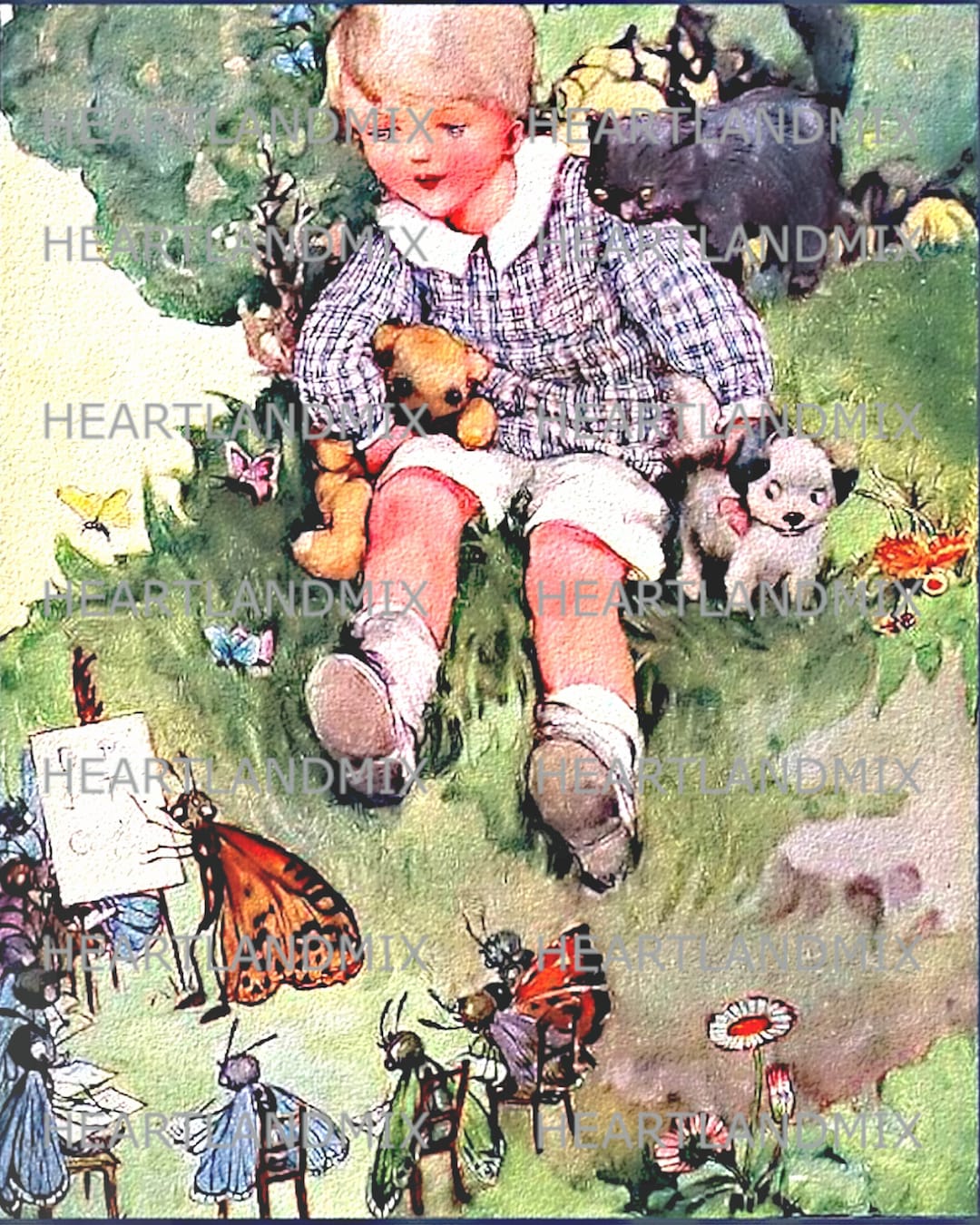 Vintage Young Boy Illustration Digital Graphic Art Image Download ...