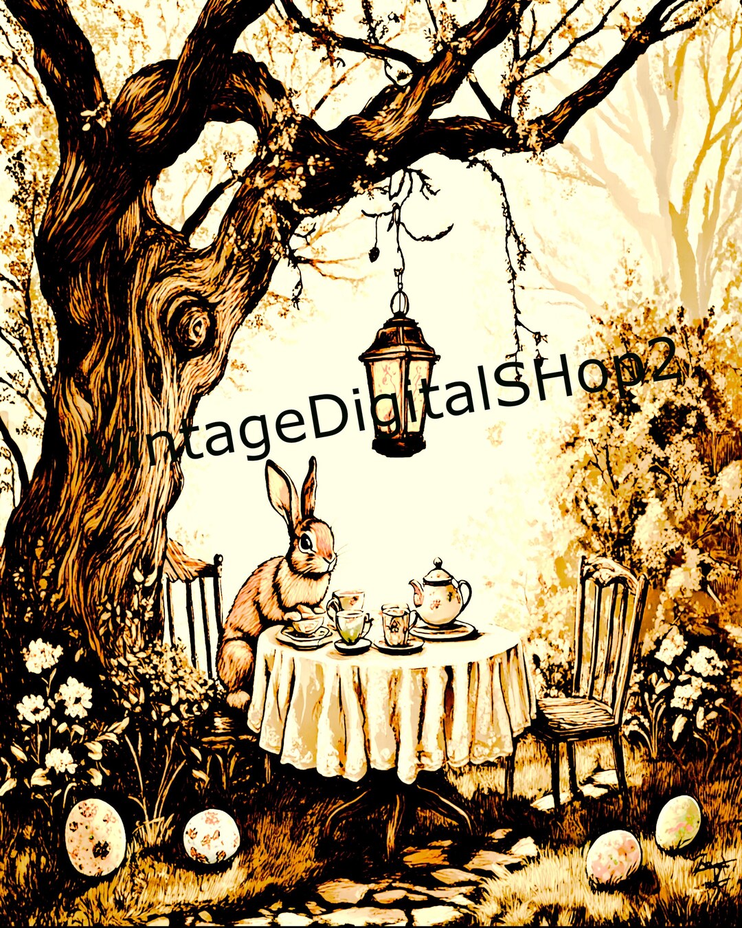 Vintage Hare Tea Party Clip Art Digital Image Download Printable - Etsy
