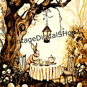 Vintage Hare Tea Party Clip Art Digital Image Download Printable - Etsy