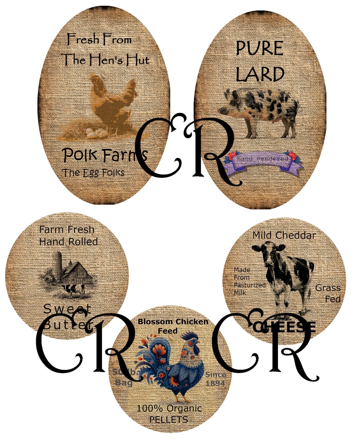 SET of 22 Vintage Burlap Farmhouse Primitive Panty Labels DIGITAL Image ...