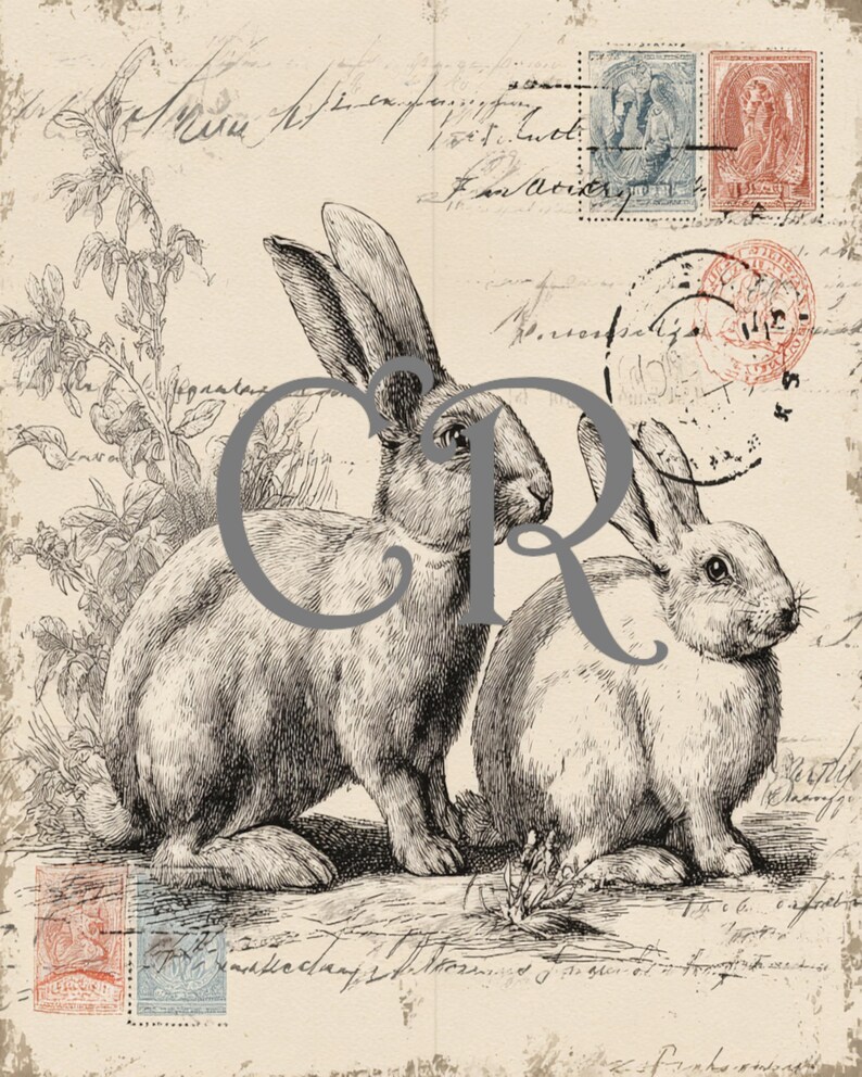 Decoupage Rice Paper: A4 DIY Crafting French Rabbits Post Card - Etsy