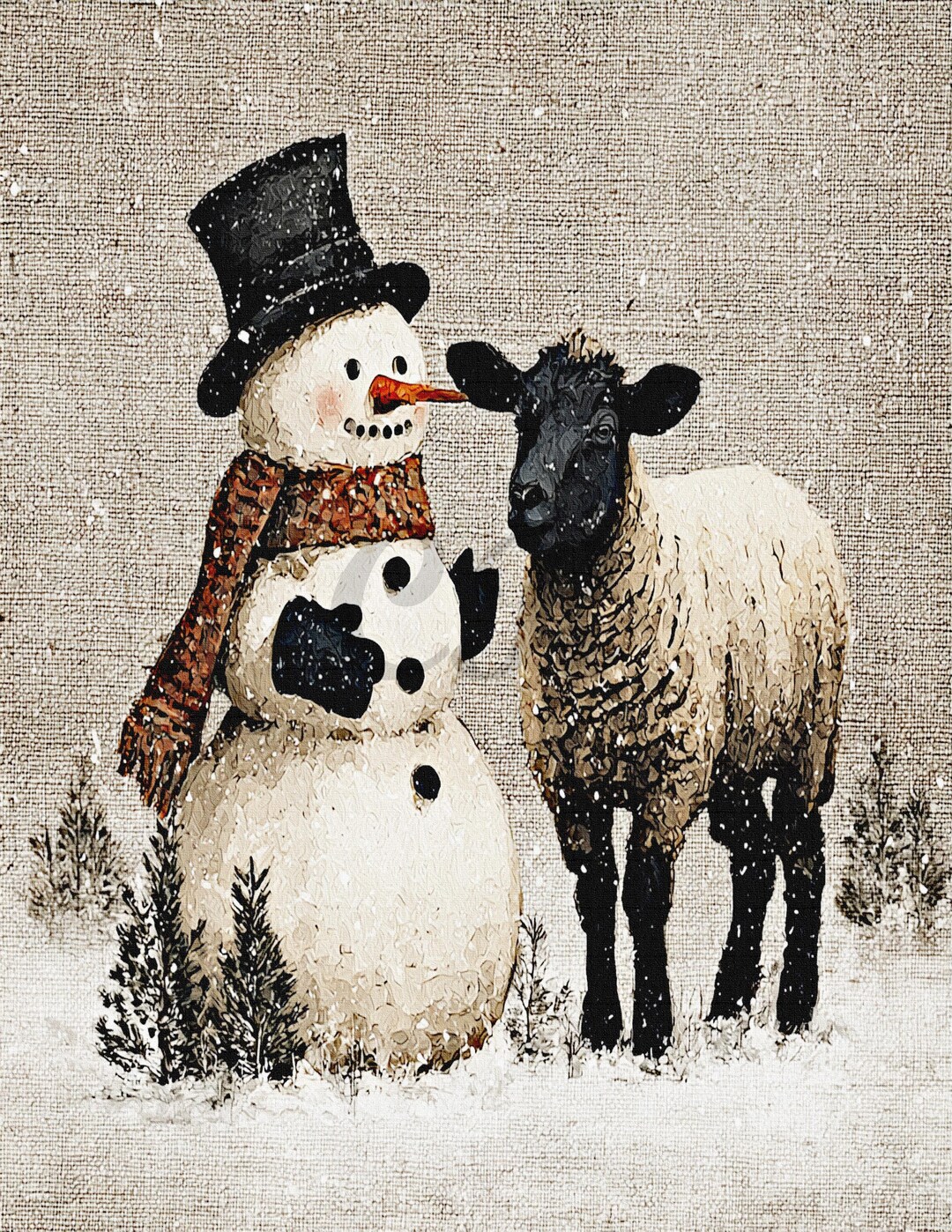 Farmhouse Winter Snowman & Sheep Decoupage Rice Paper: A4 Craft Sheet ...