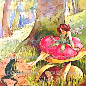 Vintage Fairy and Frog Illustration Vintage Digital Wall Art Download ...