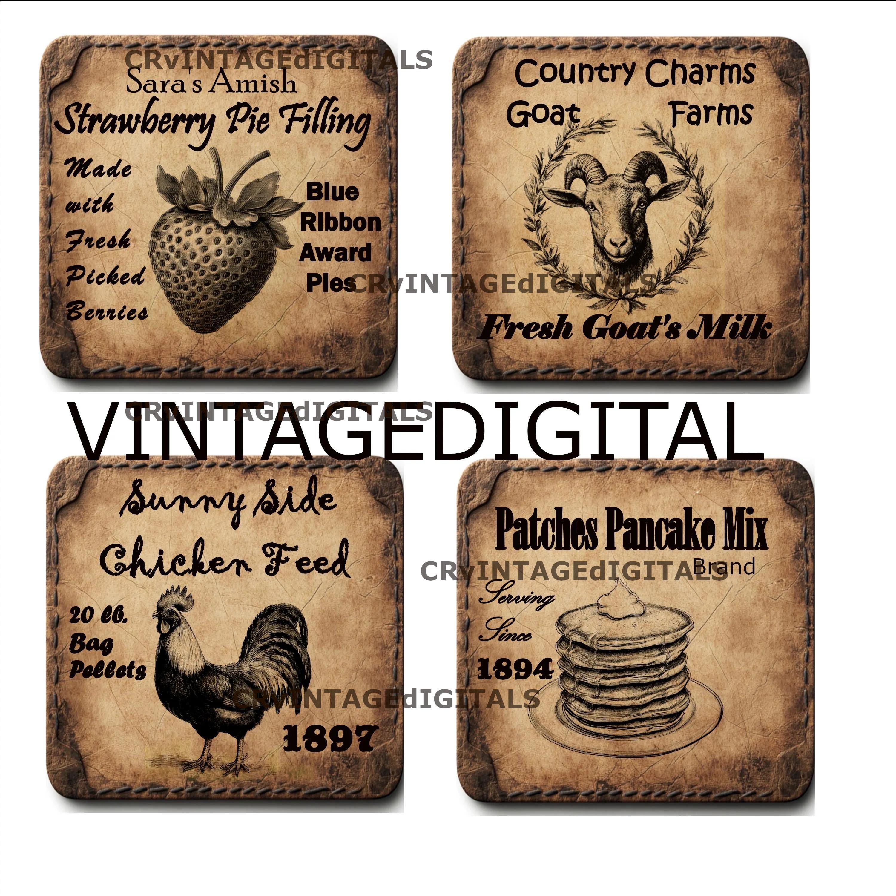 SET OF 8 Vintage Farmhouse Primitive Pantry Labels Digital Image ...