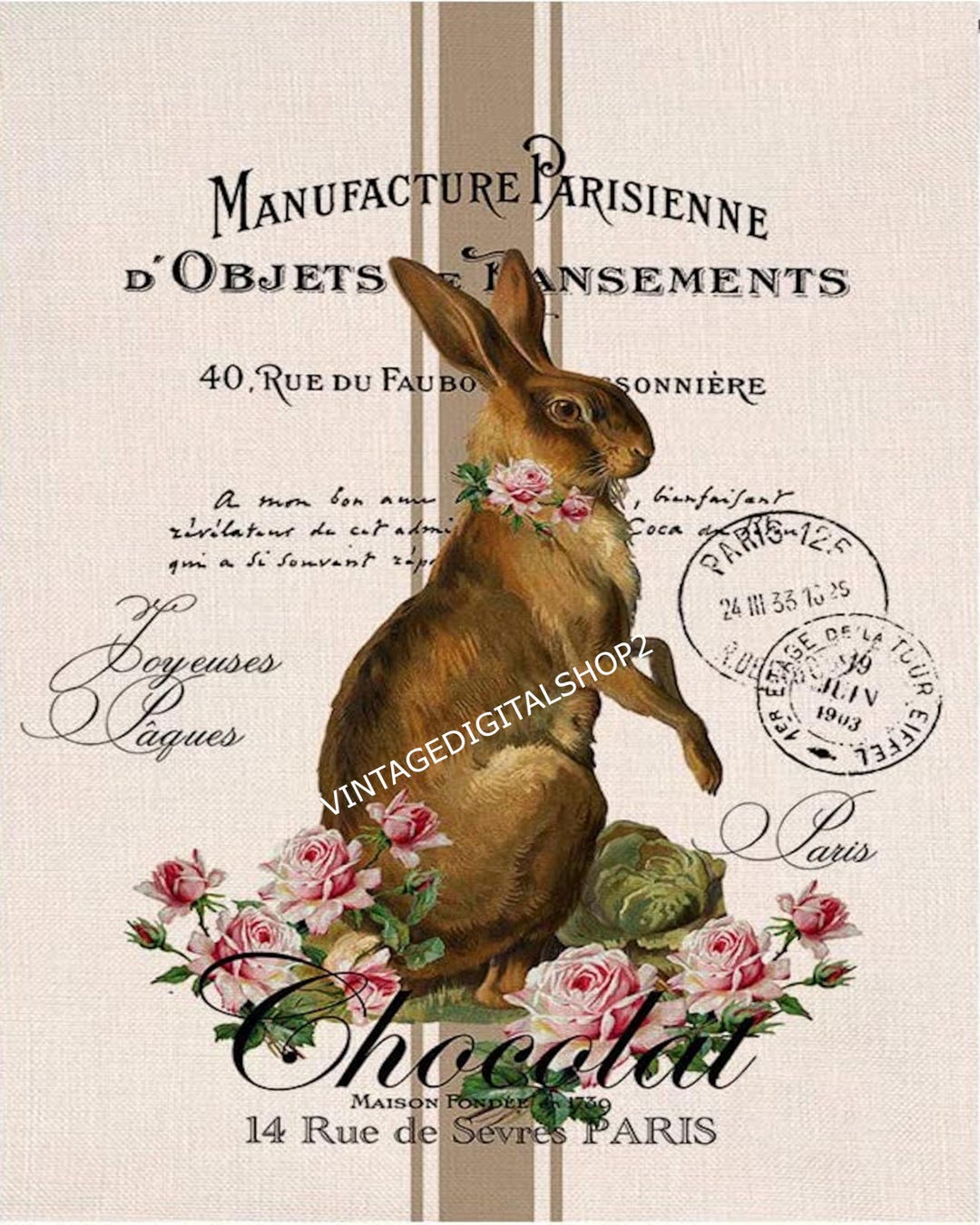 French Rabbit Digital Image Art Graphic Downloadable Printable Image ...