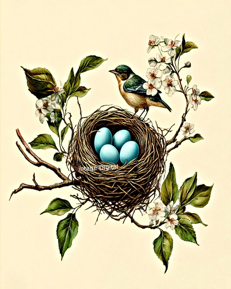 Spring Bird's Nest Print: Farmhouse Wall Art (digital Download) - Etsy