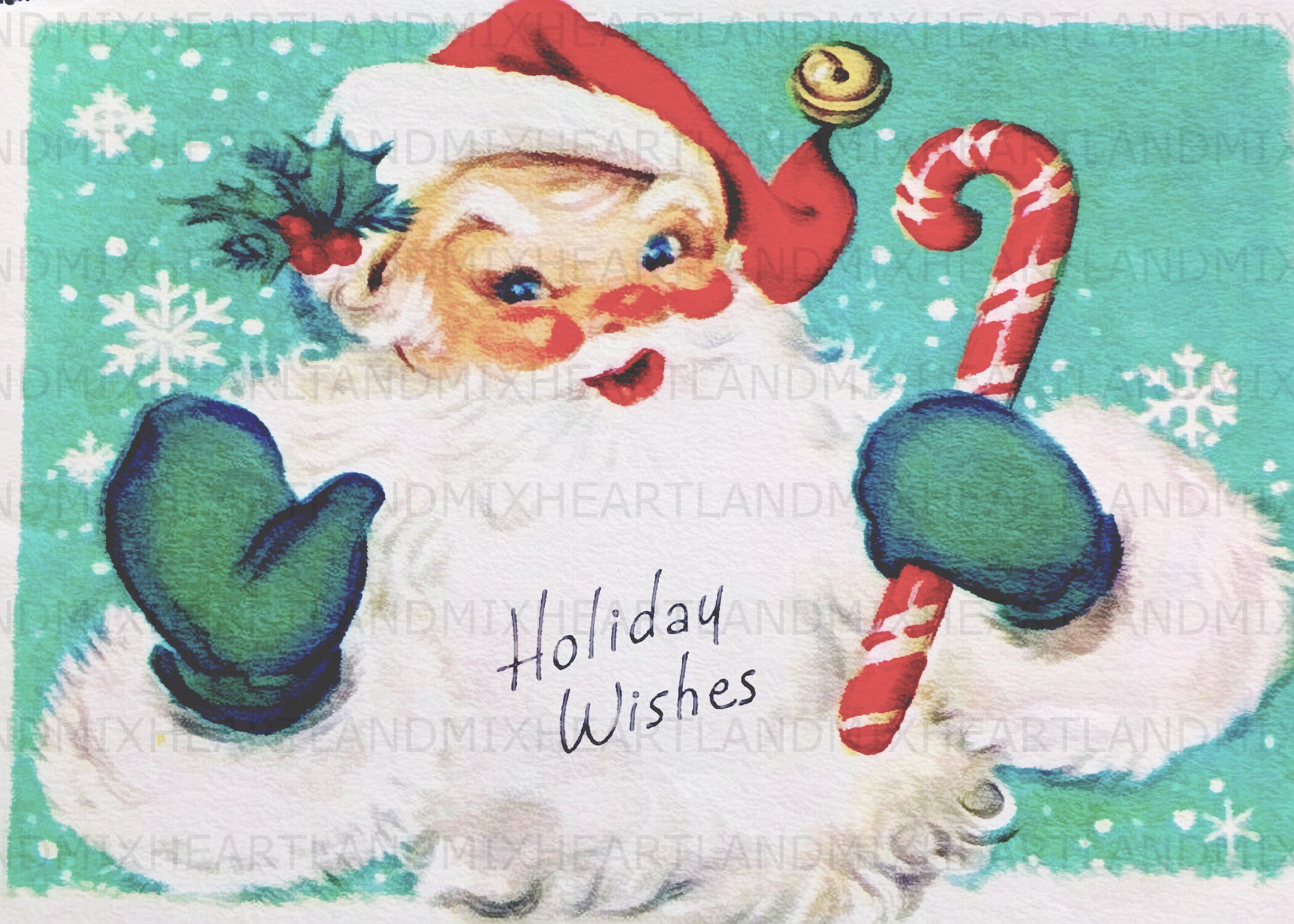 Vintage Santas Candy Cane Digital Image Wall Art/gift - Etsy