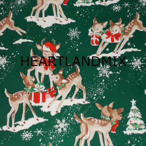 Santa and Reindeer Vintage Christmas Paper Digital Image - Etsy
