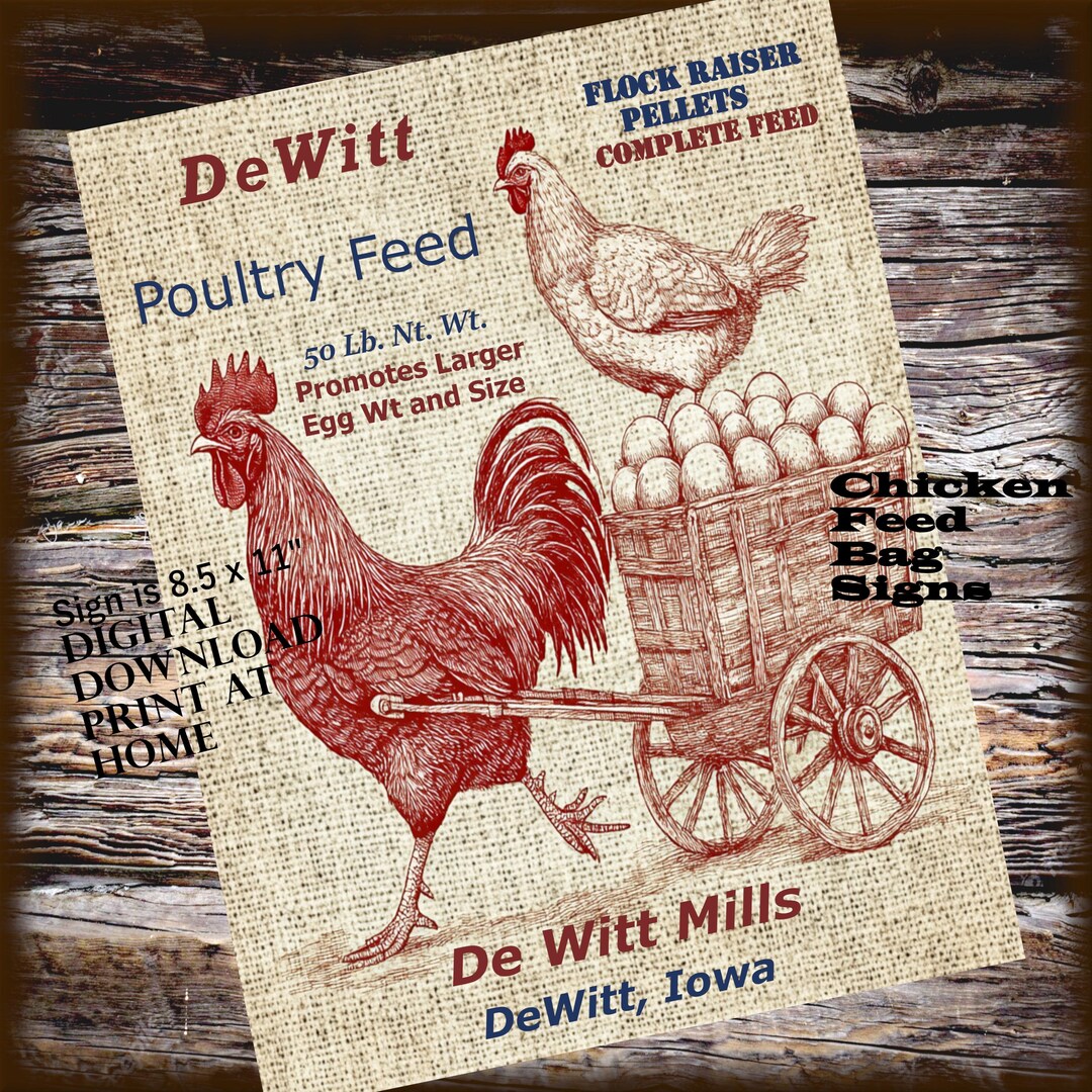 Chicken Feed Sack Sign, Digital Download, Country Vintage Style ...