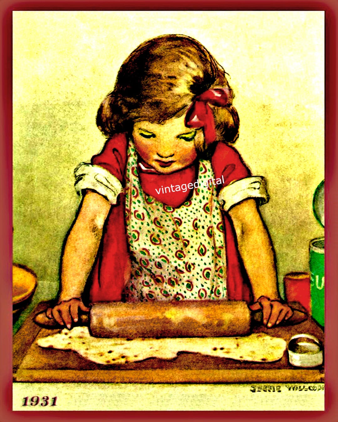 Vintage Girl Baking Digital Image Wall Art Download Printable - Etsy