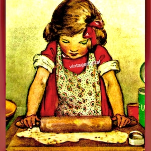 Vintage Girl Baking Digital Image Wall Art Download Printable - Etsy