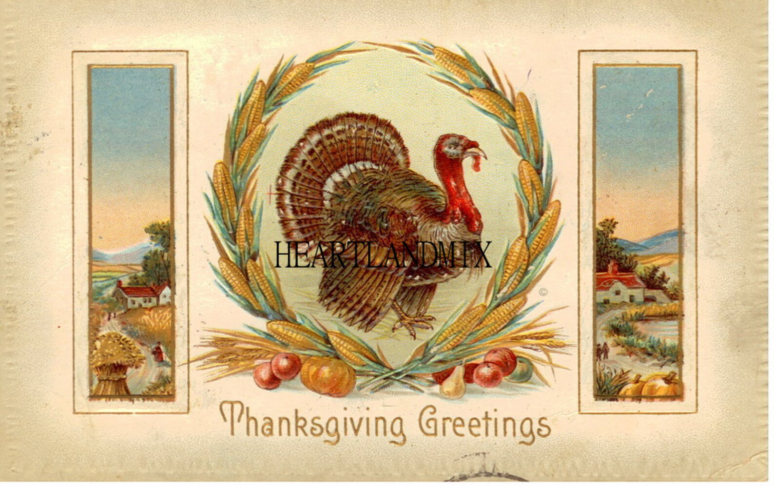 Thanksgiving Turkey Greetings Vintage Digital Image Download - Etsy