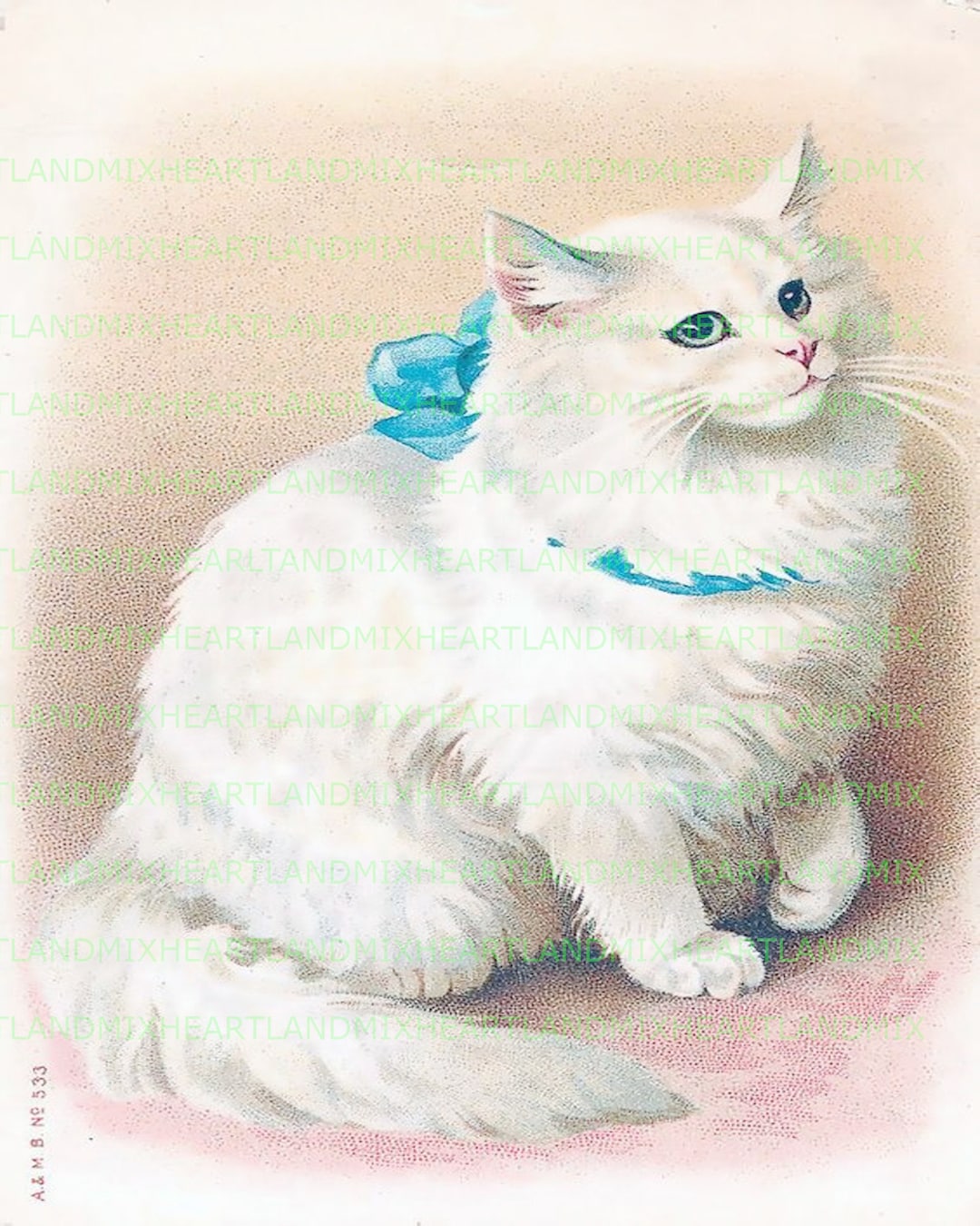 Vintage White Cat Digital Graphic Image Download Printable Wall Art ...