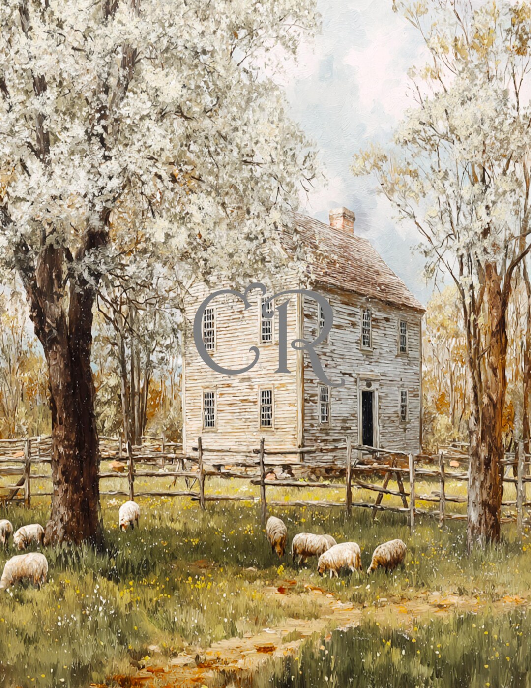 CANVAS PRINTS: Primitive Colonial Spring Farmhouse Design - Etsy