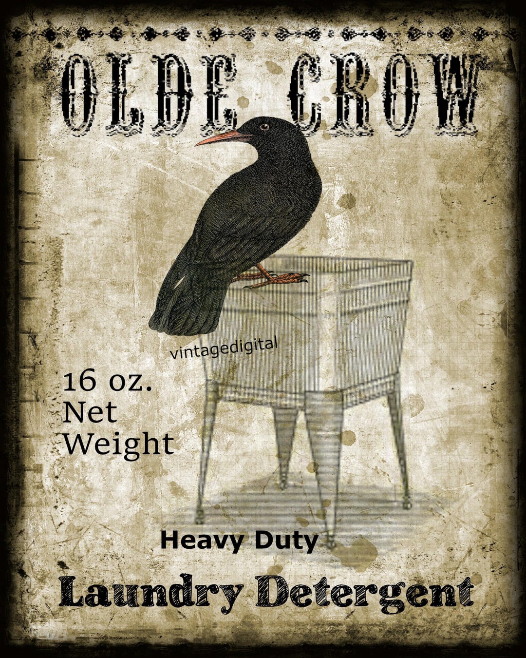 Decoupage Rice Paper, A4 Olde Crow Laundry Room Decoupage Paper ...