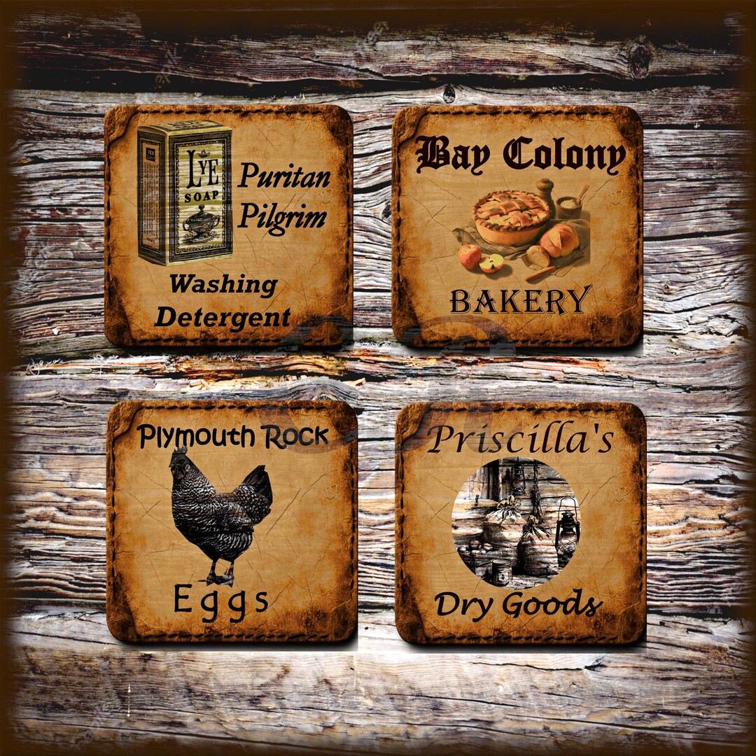 Vintage Primitive Colonial Pantry Labels Digital Printable Images ...