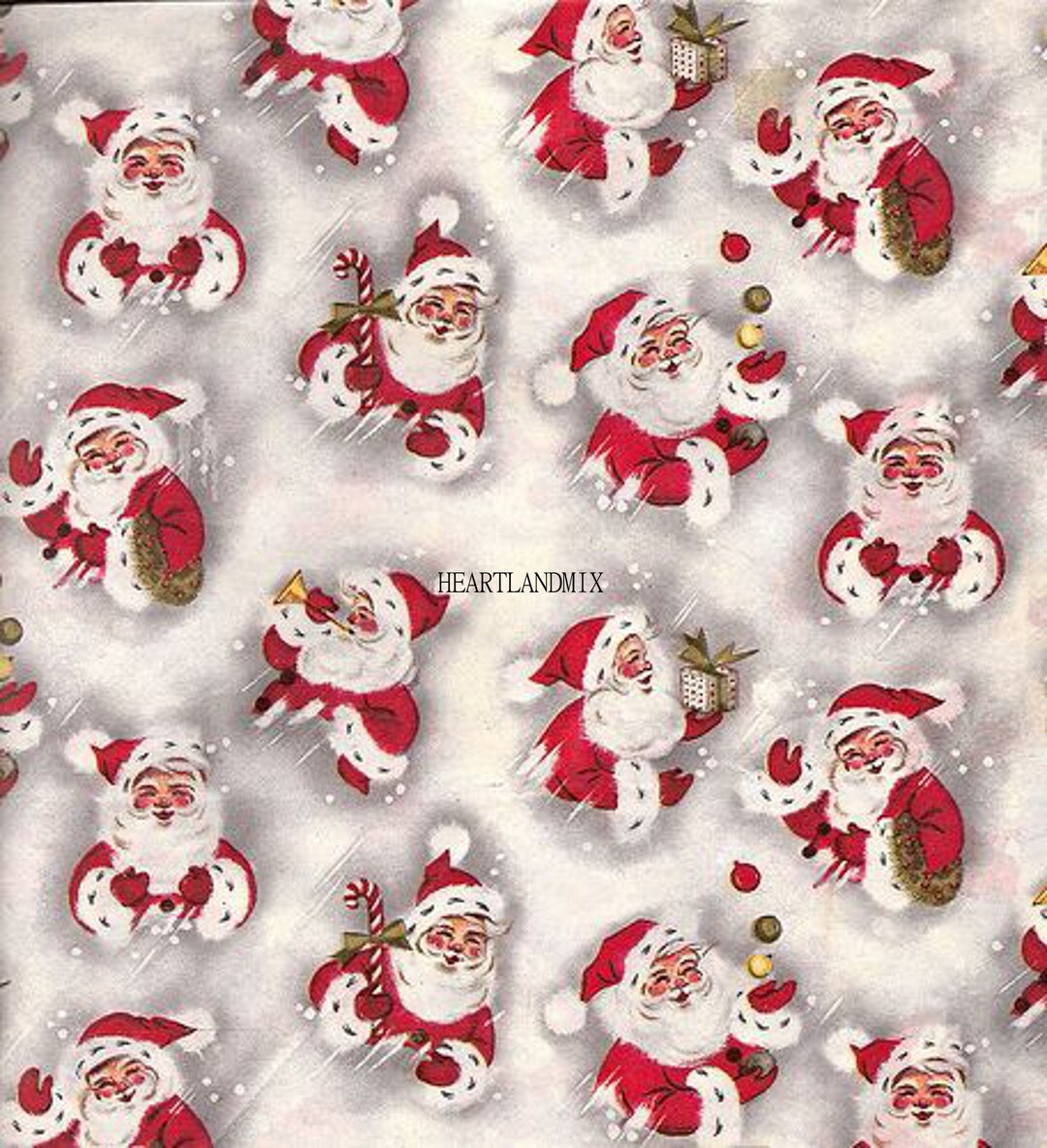 Christmas Wrapping Paper Vintage Santa Digital Image Printable Download ...