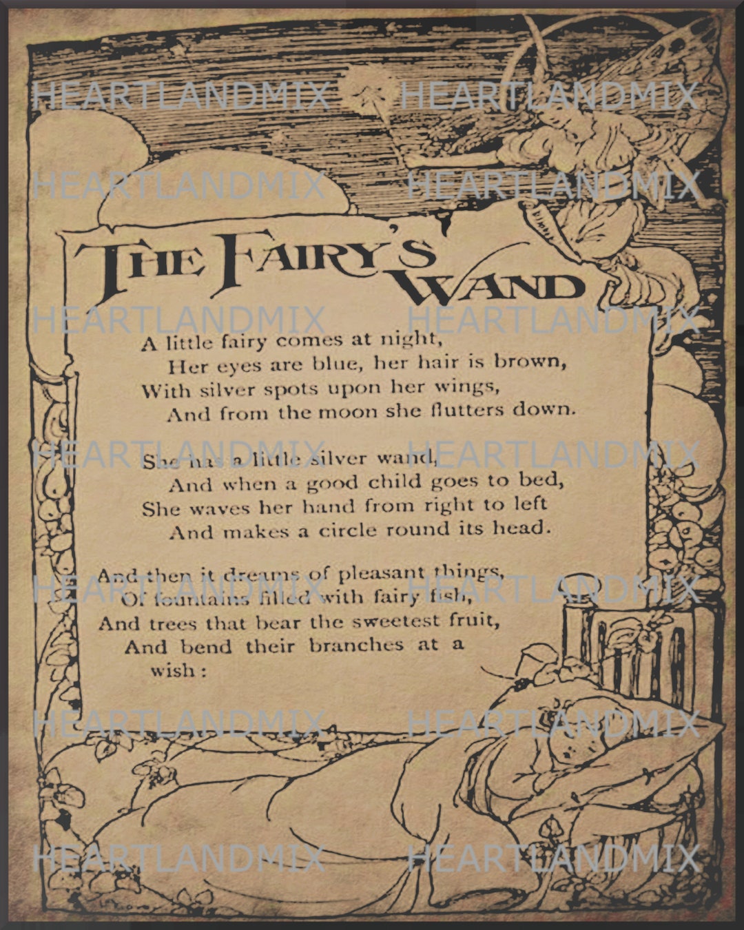 Vintage Fairies Wand Poem Illustration Digital Image Download Printable ...