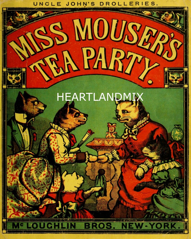 Miss Mousers Tea Party Large Digital Graphic Image Wall Art - Etsy