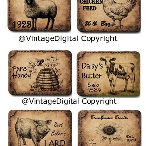 Vintage Farmhouse Primitive Labels for Journaling, Scrapbooking, Cards ...