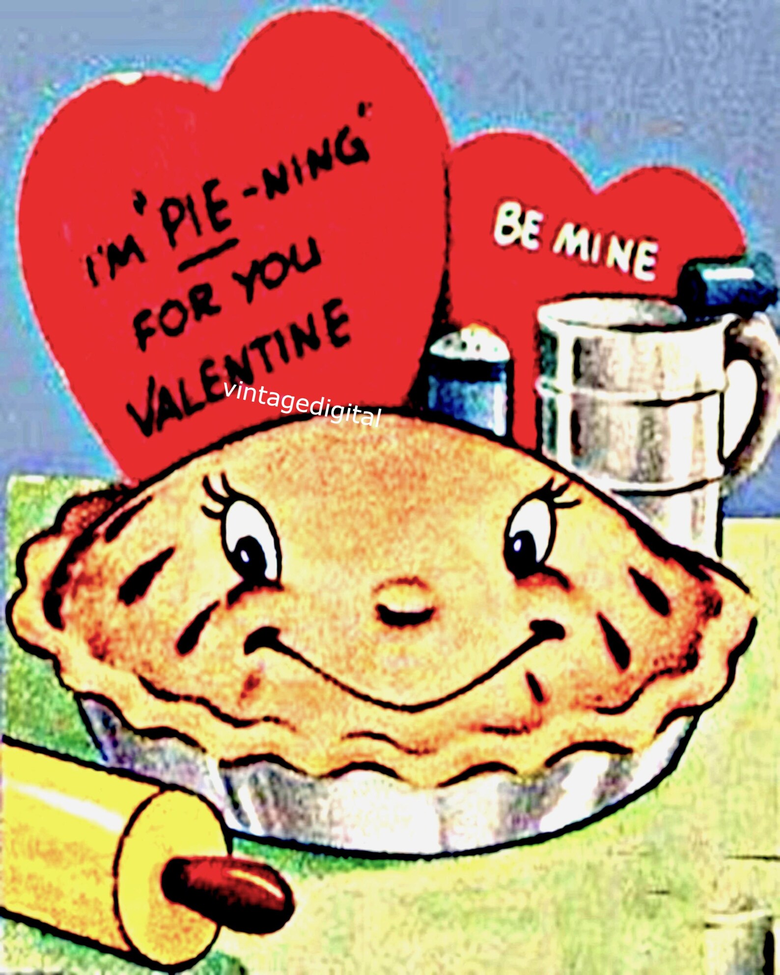 Vintage Valentine Pie - Ning for You Download Printable Image - Etsy