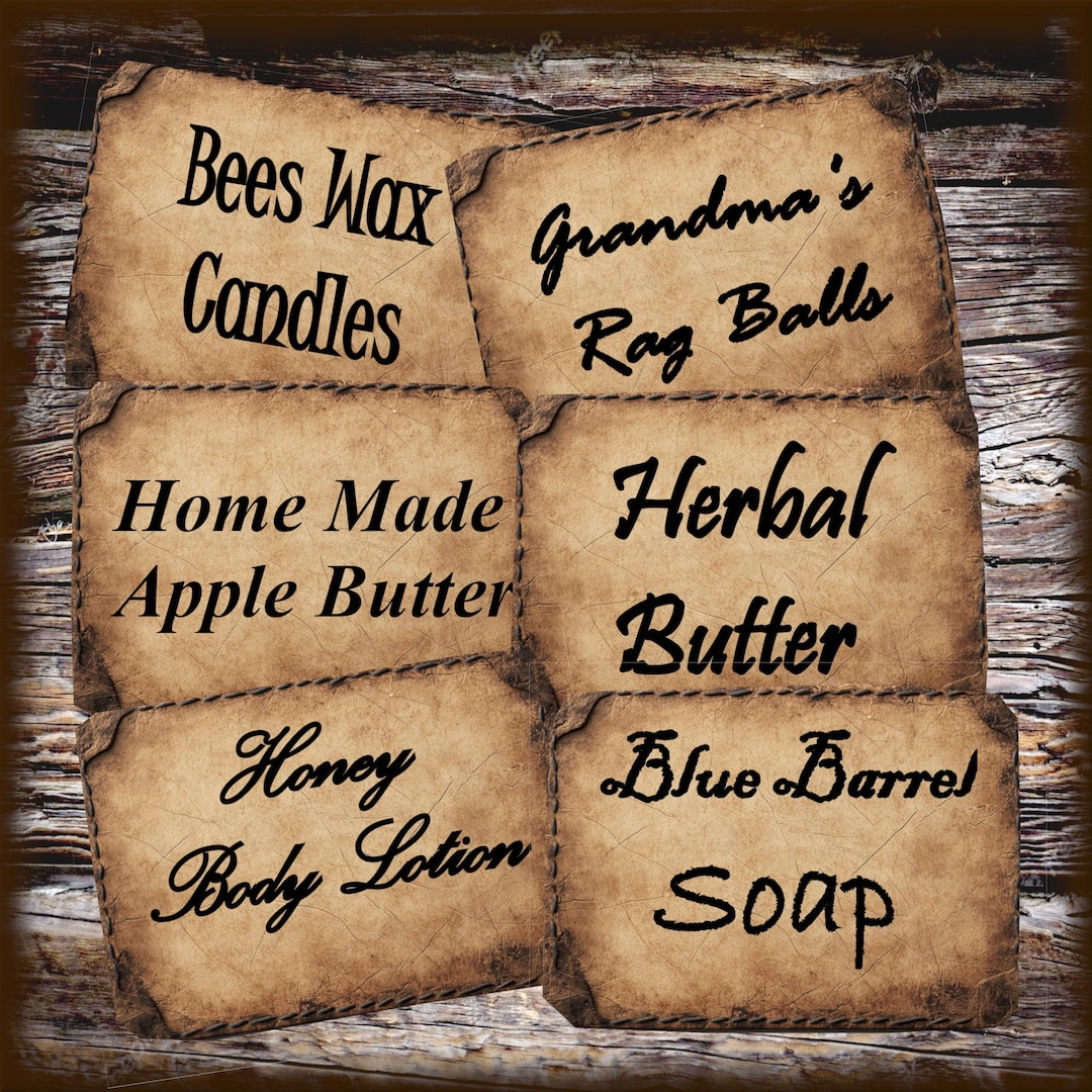 Plain Primitive Pantry Labels, Printable Country Style Tags, Digital ...