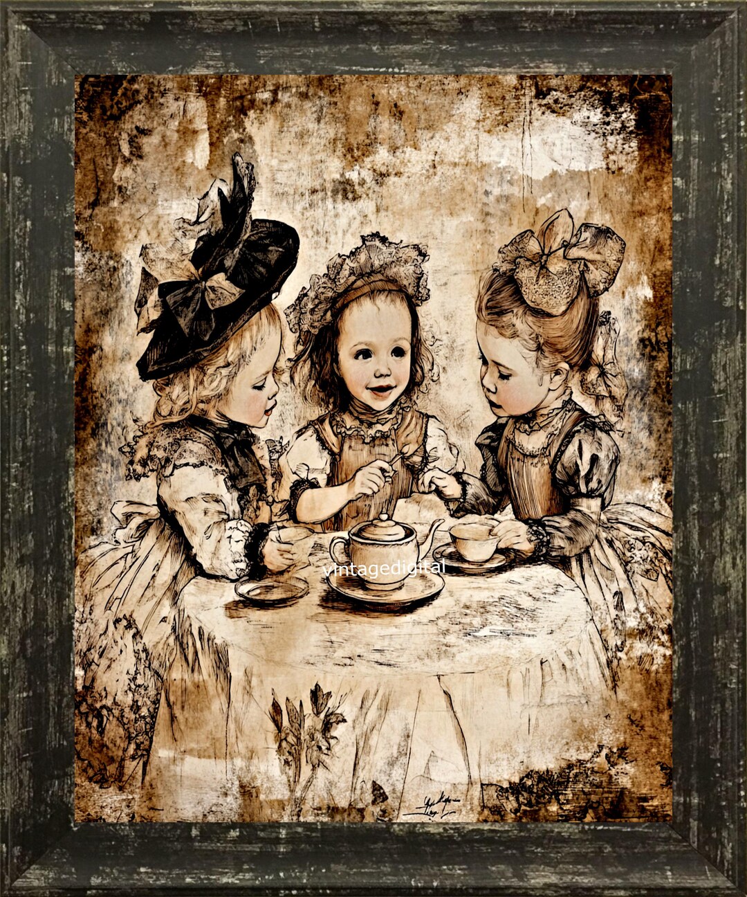 Vintage Colonial Girl's Tea Party Digital Download Image Printable - Etsy