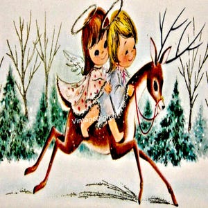 Digital Download Reindeer Printable JPG Clipart Vintage 1950s Christmas ...