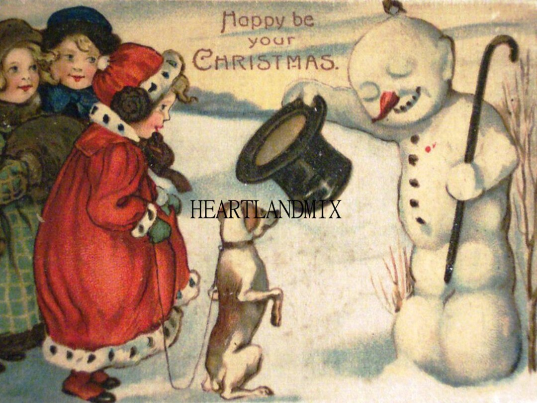SNOWMAN Tips His HAT Vintage Christmas Image Printable DIGITAL Download ...