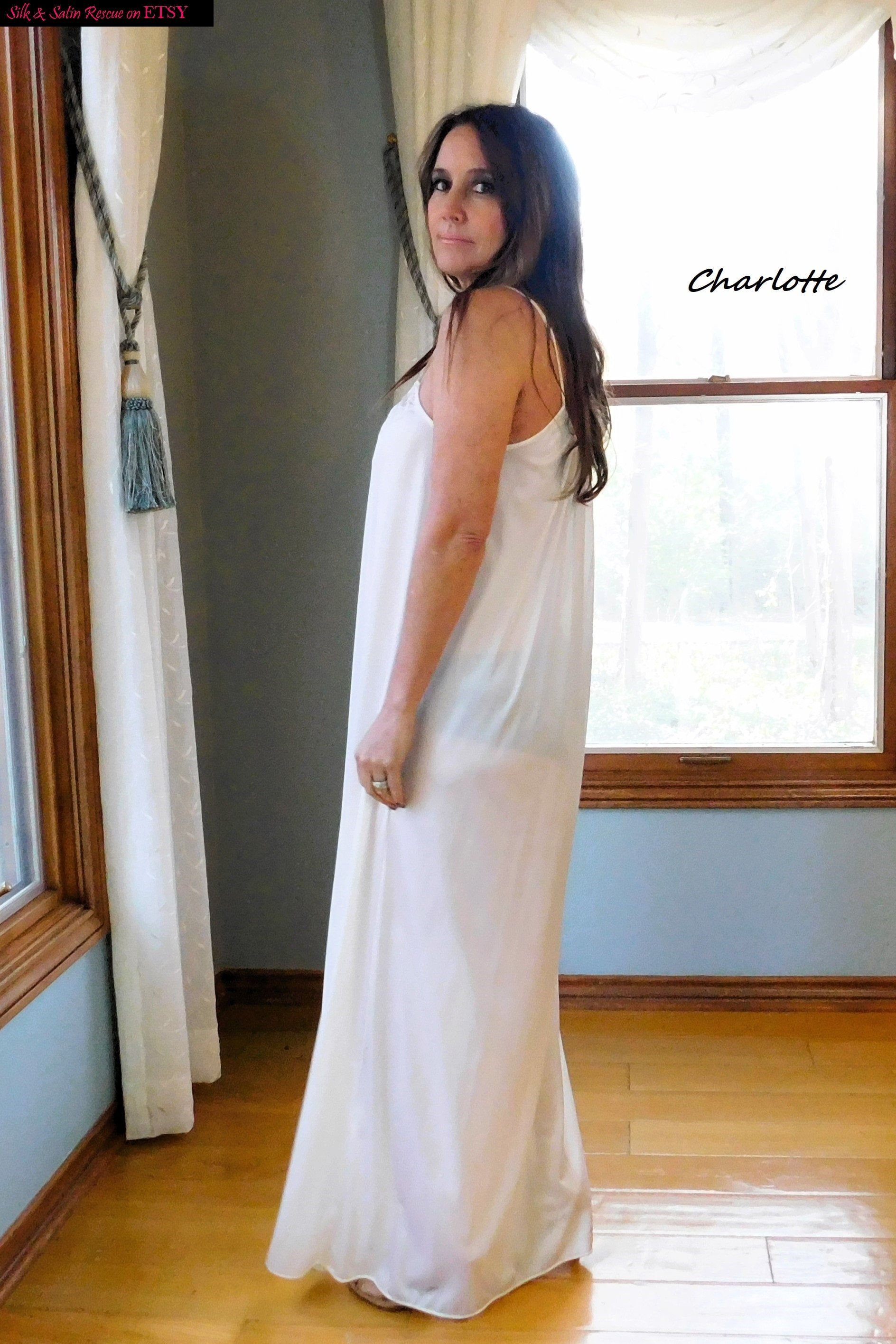 Bridal off WHITE Nylon and Lace PEIGNOIR Nightgown and Robe Dressing ...