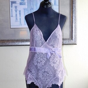 Lavender PURPLE Sheer Lace Thong TEDDY Teddie Onesie Bodysuit ...