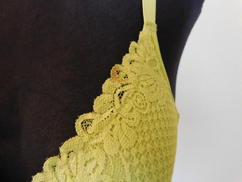 Lime GREEN SHEER Chiffon and Lace BABYDOLL Nightie Top Fly Away Baby ...