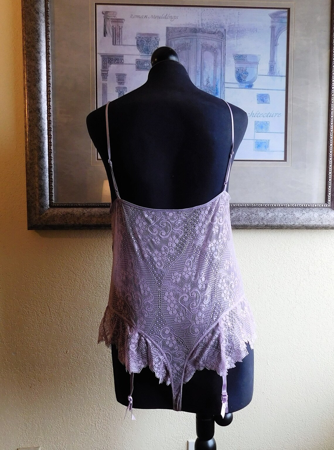 Lavender PURPLE Sheer Lace Thong TEDDY Teddie Onesie Bodysuit ...