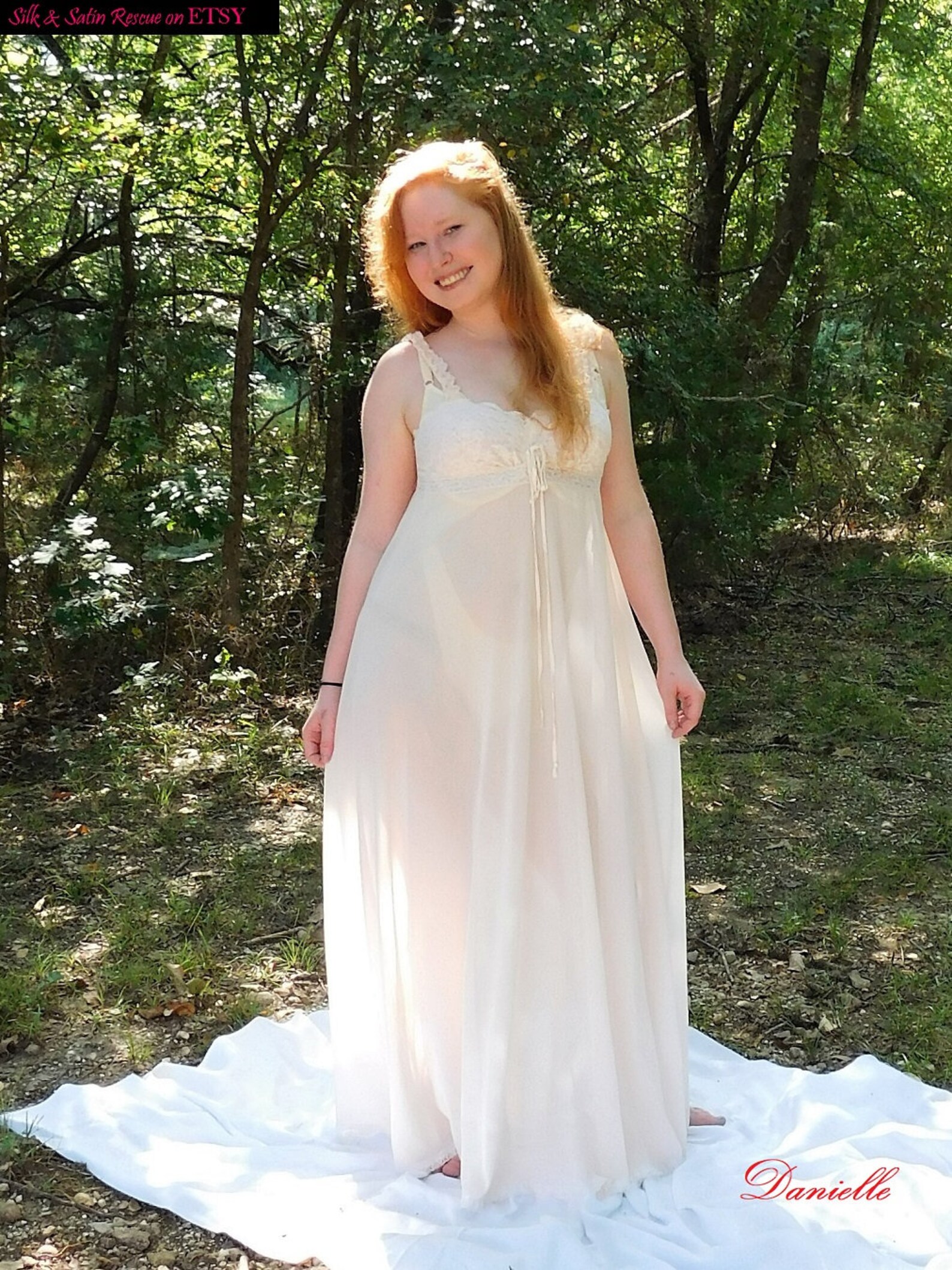 OLGA SHEER Princess Pink Blush NIGHTGOWN Negligee 60's Nylon Lace Night ...