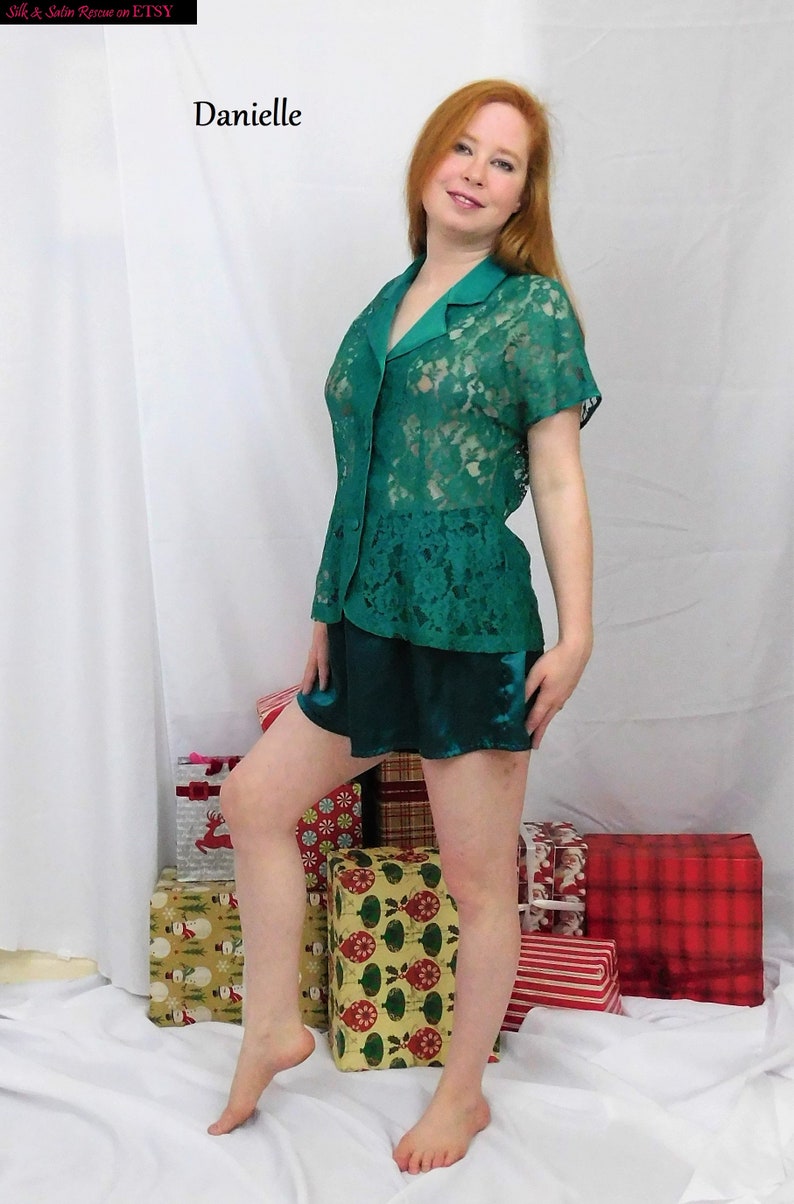 Vintage Victorias Secret Sheer Green Lace Pajama Top Etsy