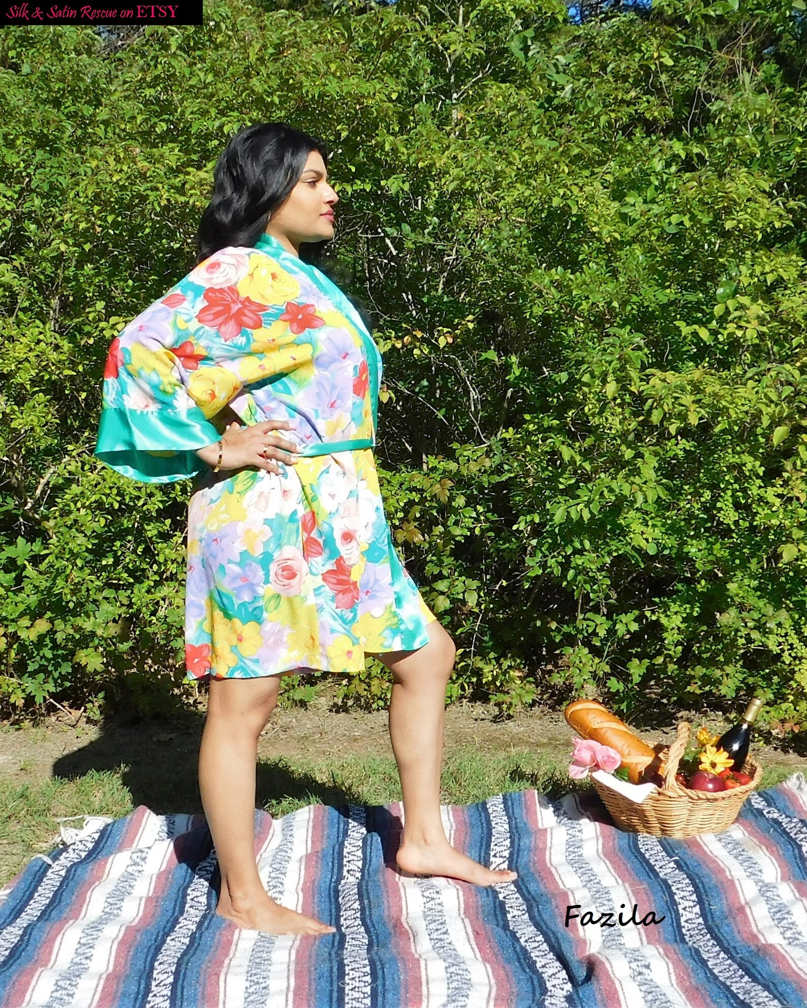 80's Victoria's Secret Short SATIN FLORAL ROBE | Etsy