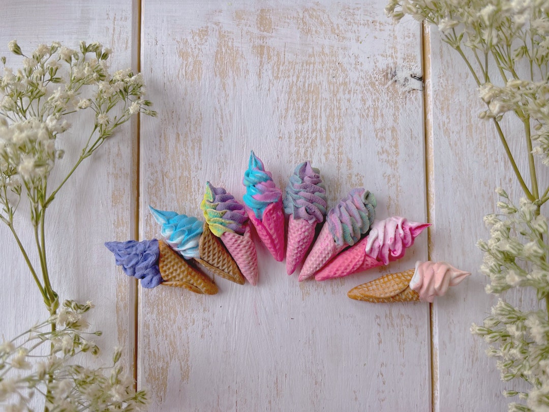 Miniature Ice Cream Cones (8 Pieces) Handmade Polymer Clay Waffle Cone ...