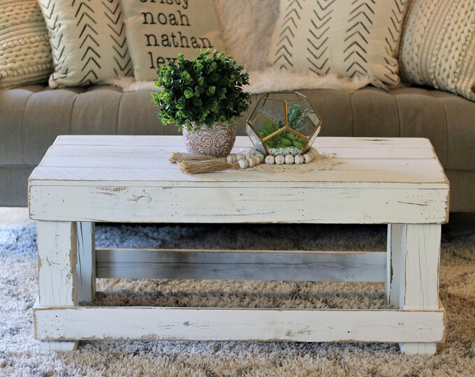 White Wash Square Coffee Table - Etsy
