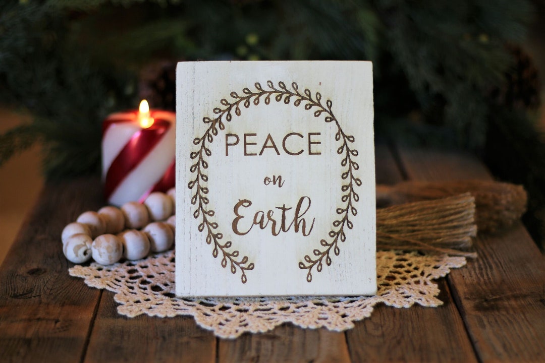 Peace on Earth Engraved Sign - Etsy