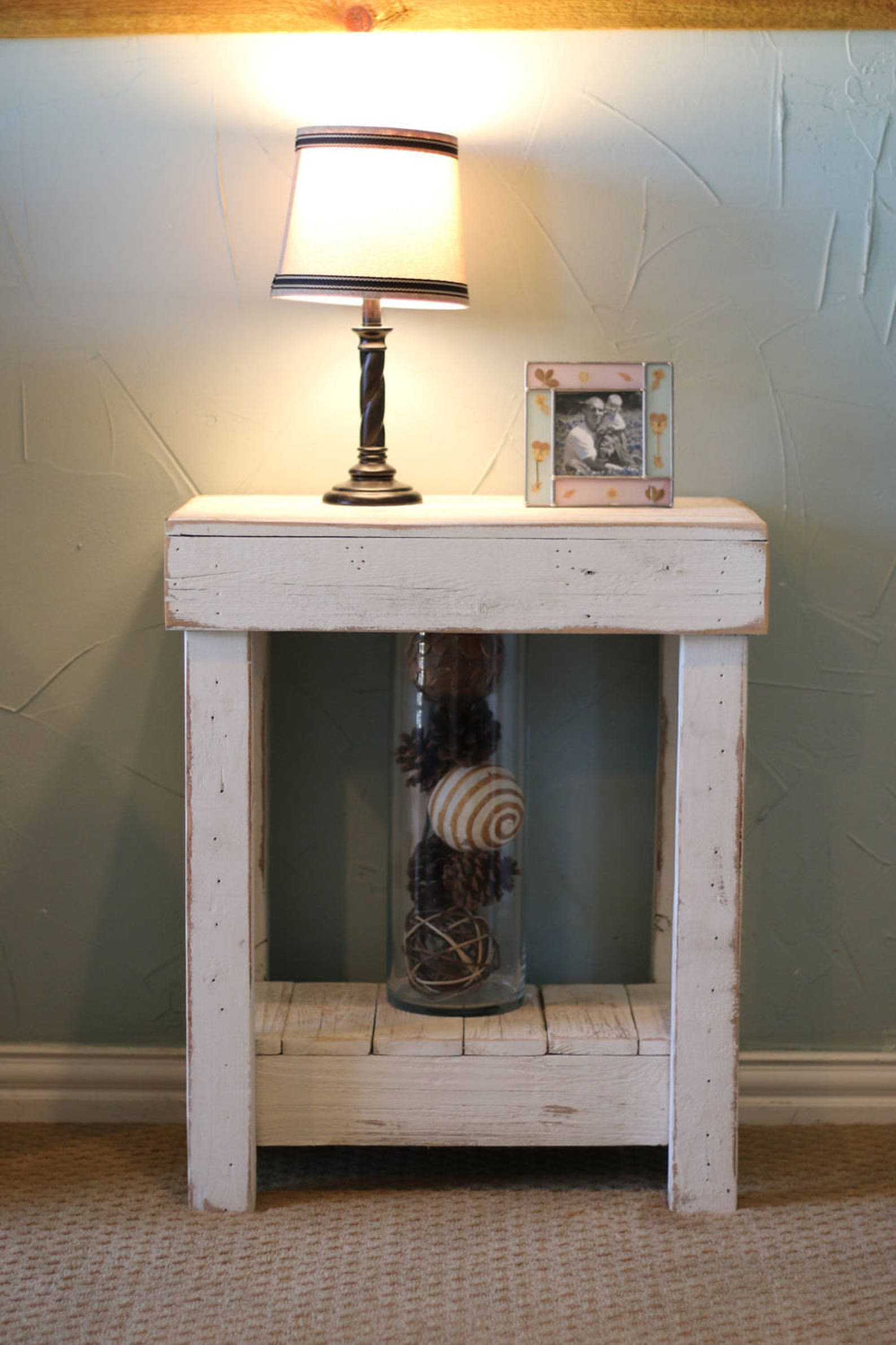 Rustic End Table With Shelf - Etsy