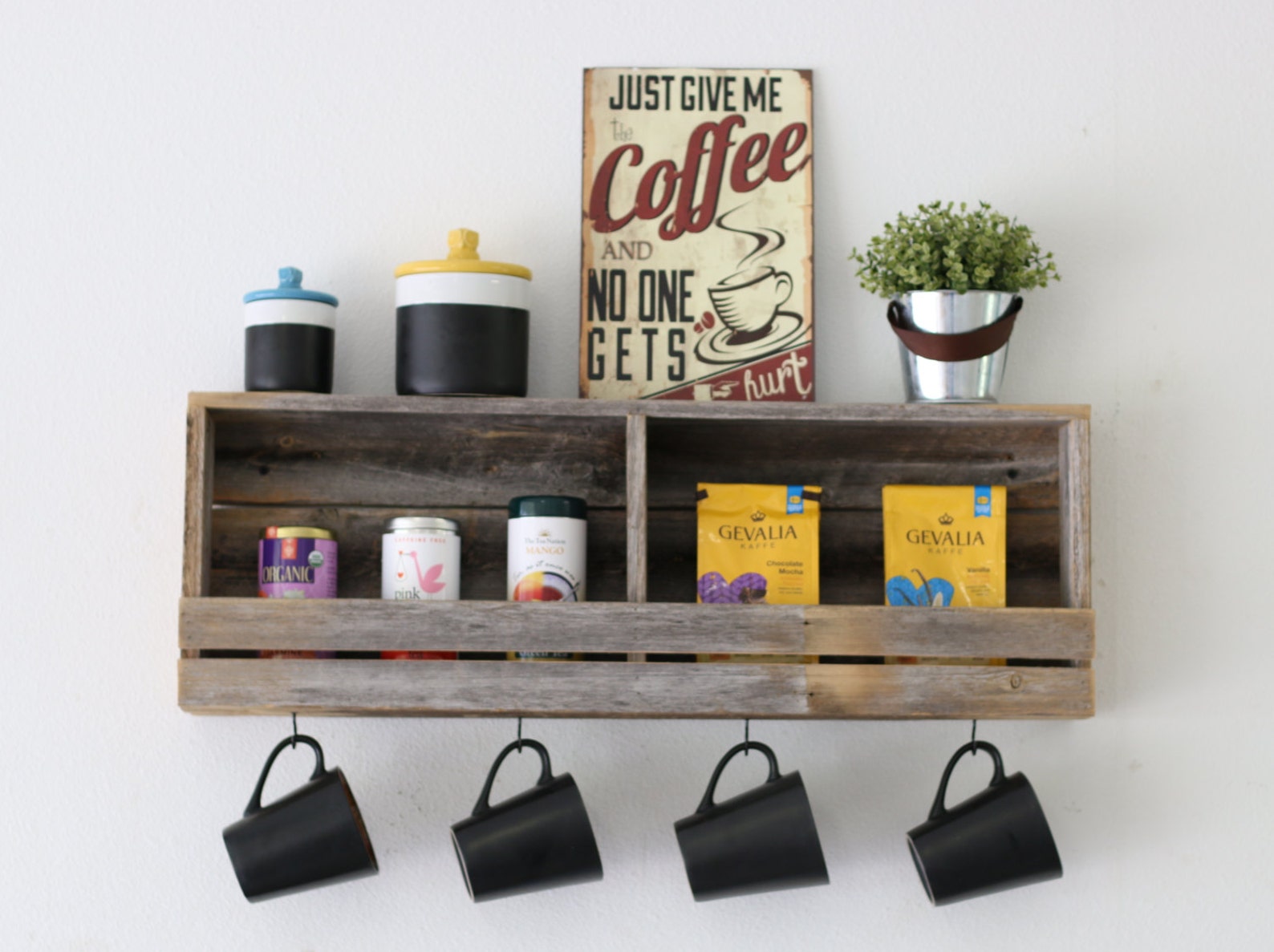 Rustic Slatted Wall Shelf - Etsy