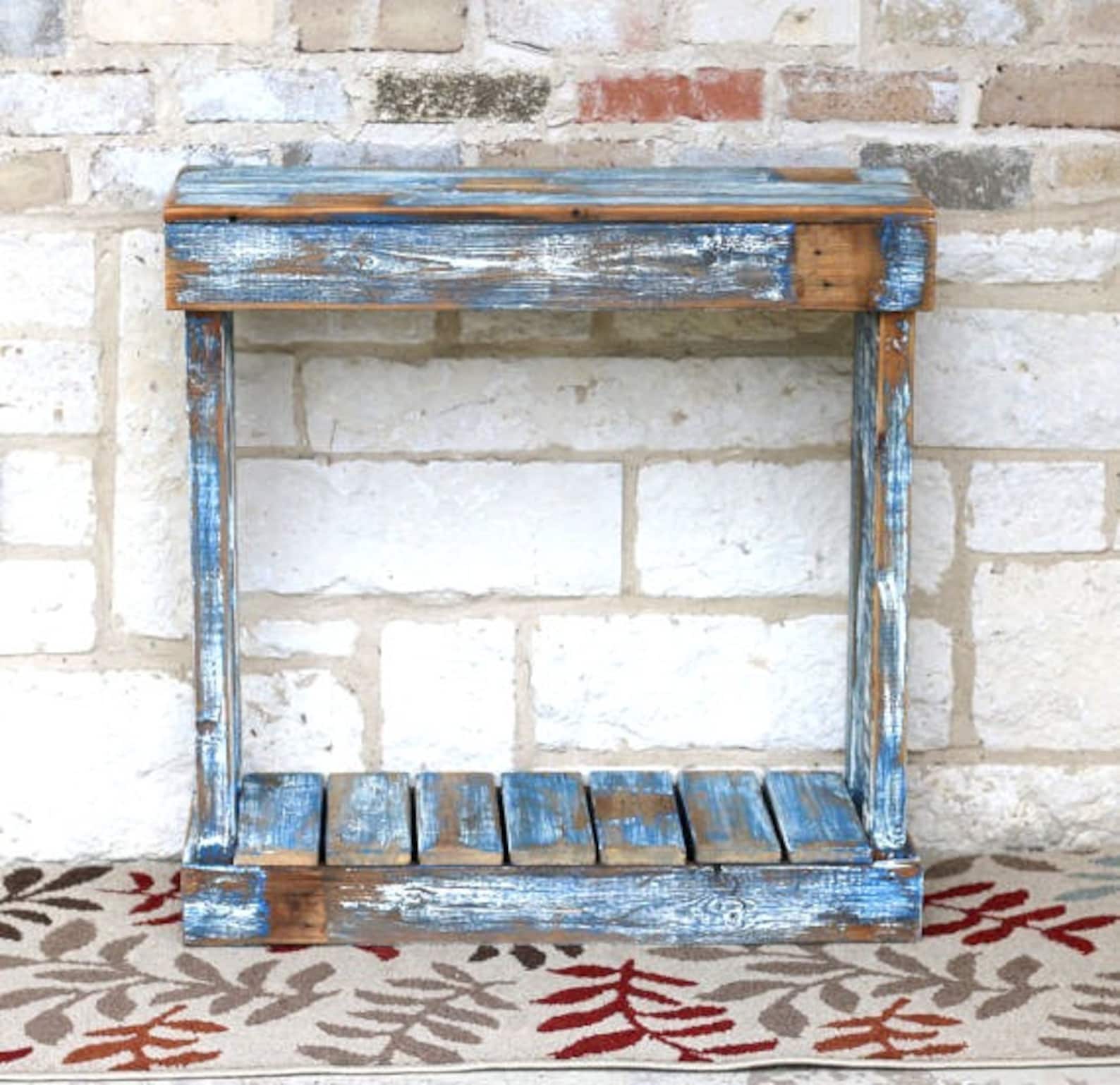 30" Blue Heavy Distressed Entry Console - Etsy