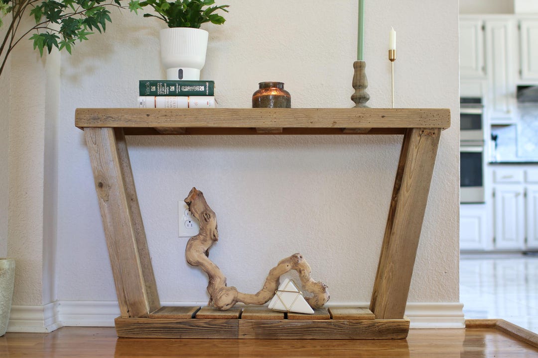 The Ridge Console – Reclaimed Wood Entry Table With Inverted Legs ...