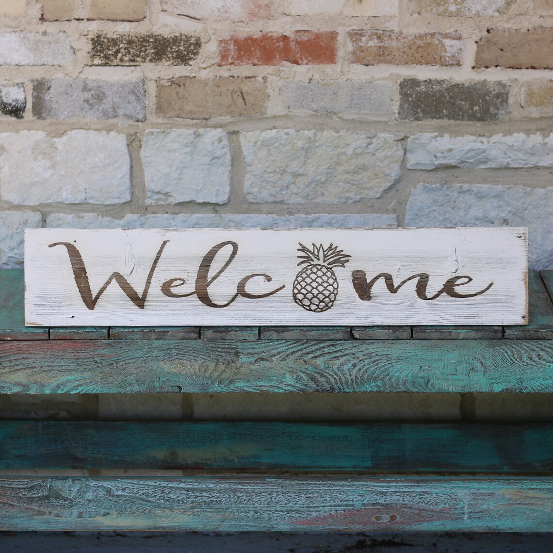 Welcome With Pineapple Engraved Sign - Etsy