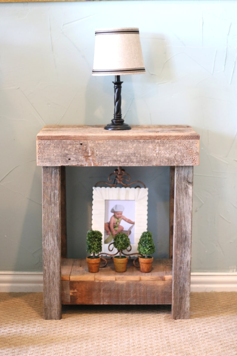 Rustic End Table With Shelf - Etsy