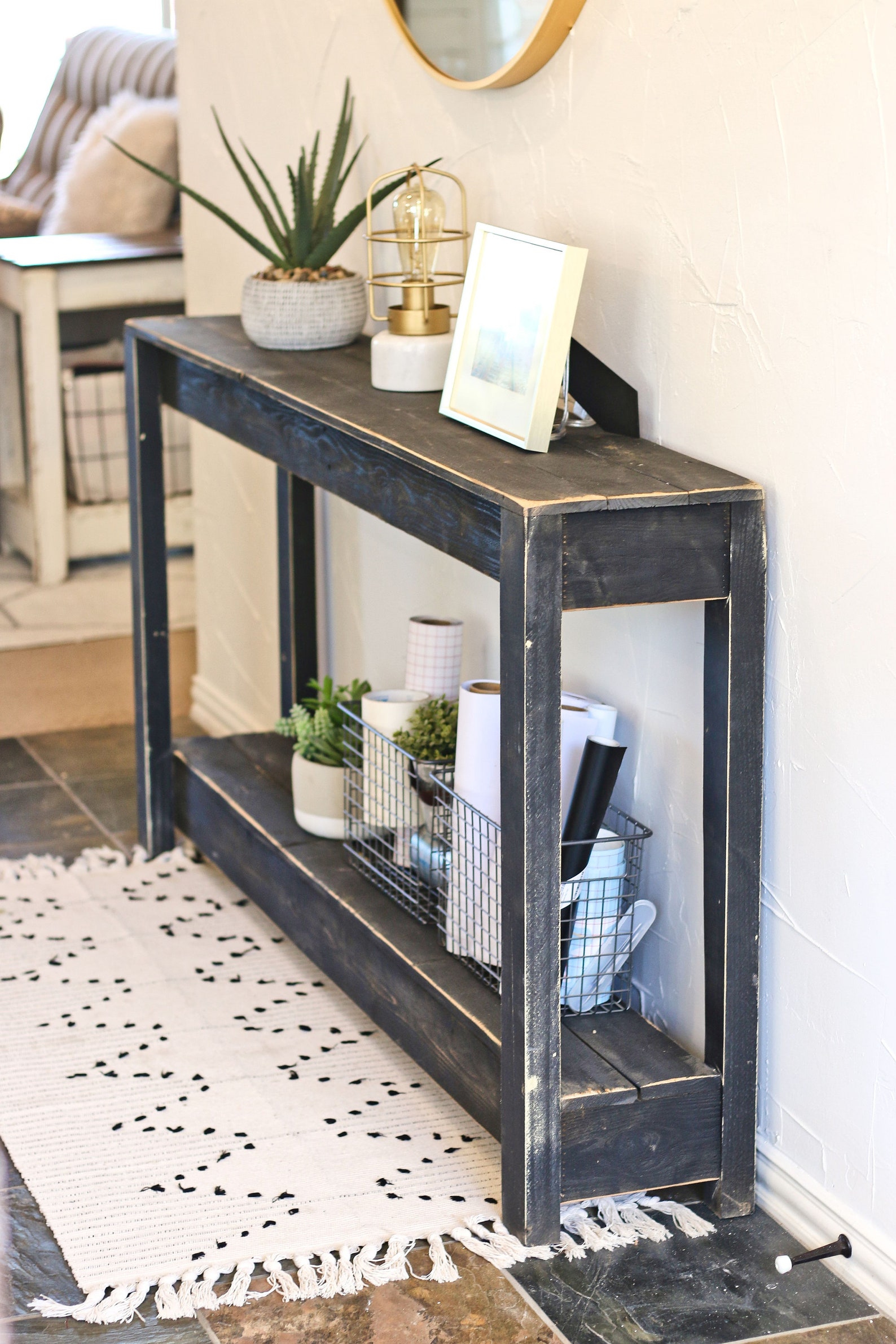 60 Black Farmhouse Console Table - Etsy