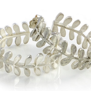 Flower Stem Hoops, Silver Hoops, Handmade Hoop Earrings, Big Hoop ...